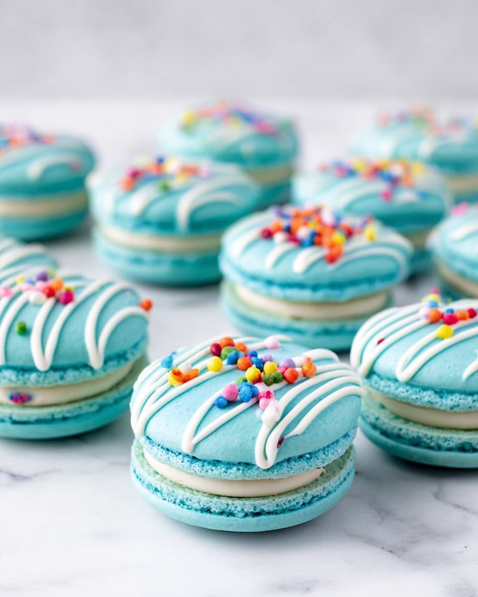 Macarons with Cream Cheese Filling and Royal Icing Drizzle – Elegant ...