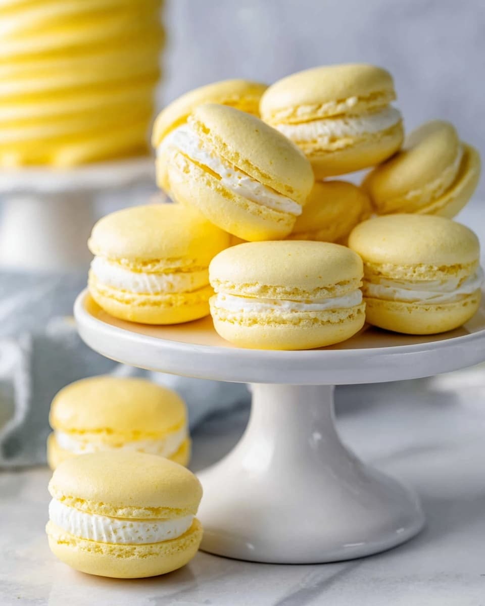 Lemon Macarons with Lemon Curd and Buttercream Filling